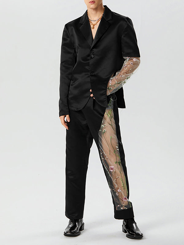 Mens Lace Patchwork Cutout Two Pieces Outfits SKUK25694 – INCERUNMEN