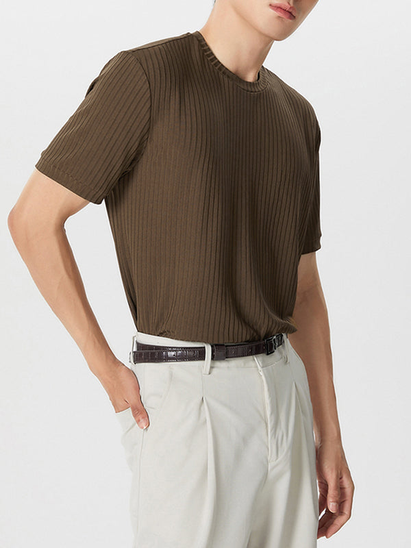 Mens Rib Knitted Crew Neck T-Shirt SKUJ35731 – INCERUNMEN