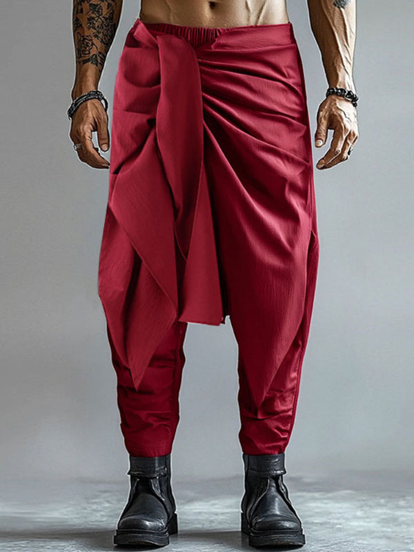 Mens Solid Color Irregular Pleated Long Pant SKUK99771 – INCERUNMEN