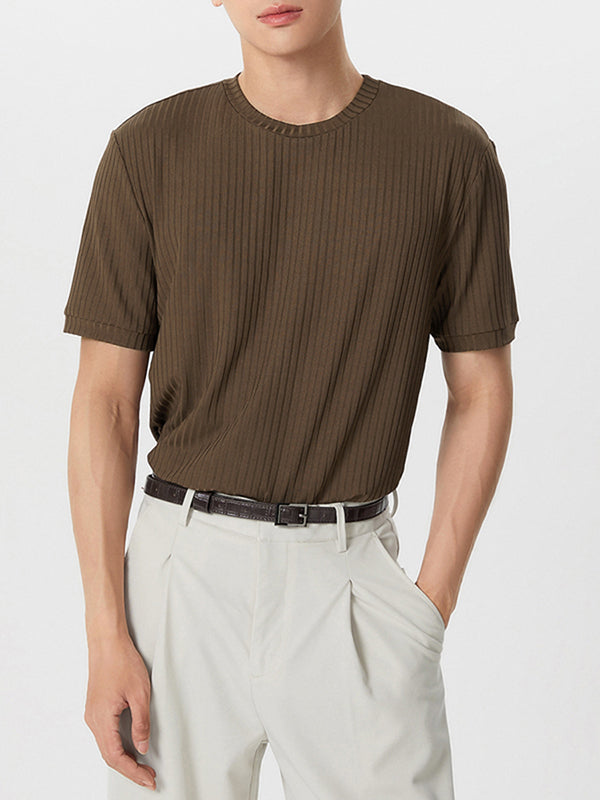 Mens Rib Knitted Crew Neck T-Shirt SKUJ35731 – INCERUNMEN