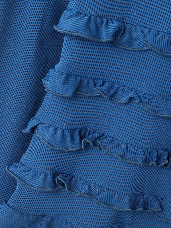 Mens Ruffle Collar Fitted Knit Long Sleeve T-Shirt SKUK83092 – INCERUNMEN