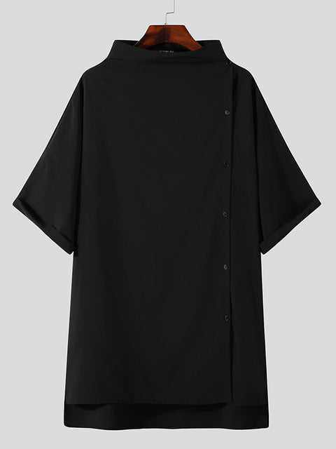 Mens Side Placket Casual Half Sleeves T-Shirt SKUH77553 – INCERUNMEN