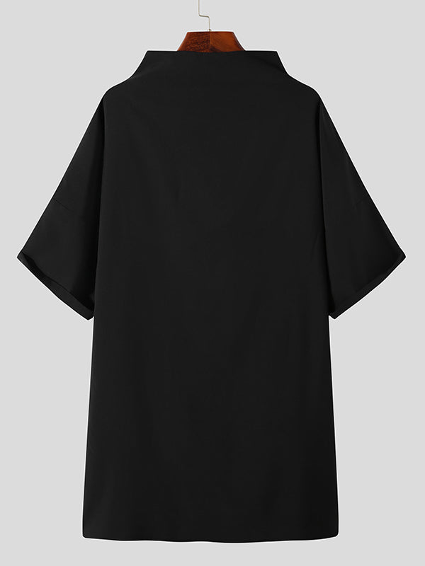 Mens Side Placket Casual Half Sleeves T-Shirt SKUH77553 – INCERUNMEN