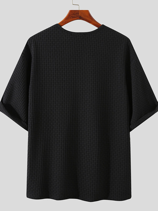 Mens V-neck Half-sleeve Solid Color T-Shirts SKUH76596 – INCERUNMEN