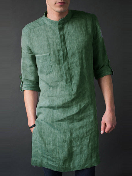 Men's Loose Long sleeve Mid-length Shirts SKUB79199 – INCERUNMEN